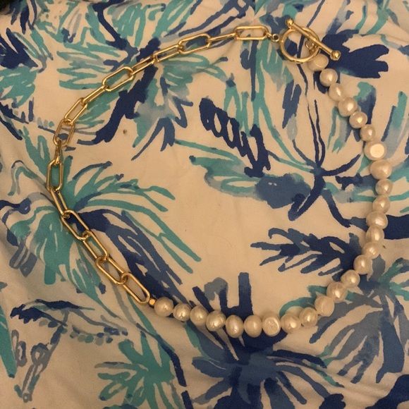 Jewelry | Half Pearl Half Chain Necklace | Poshmark